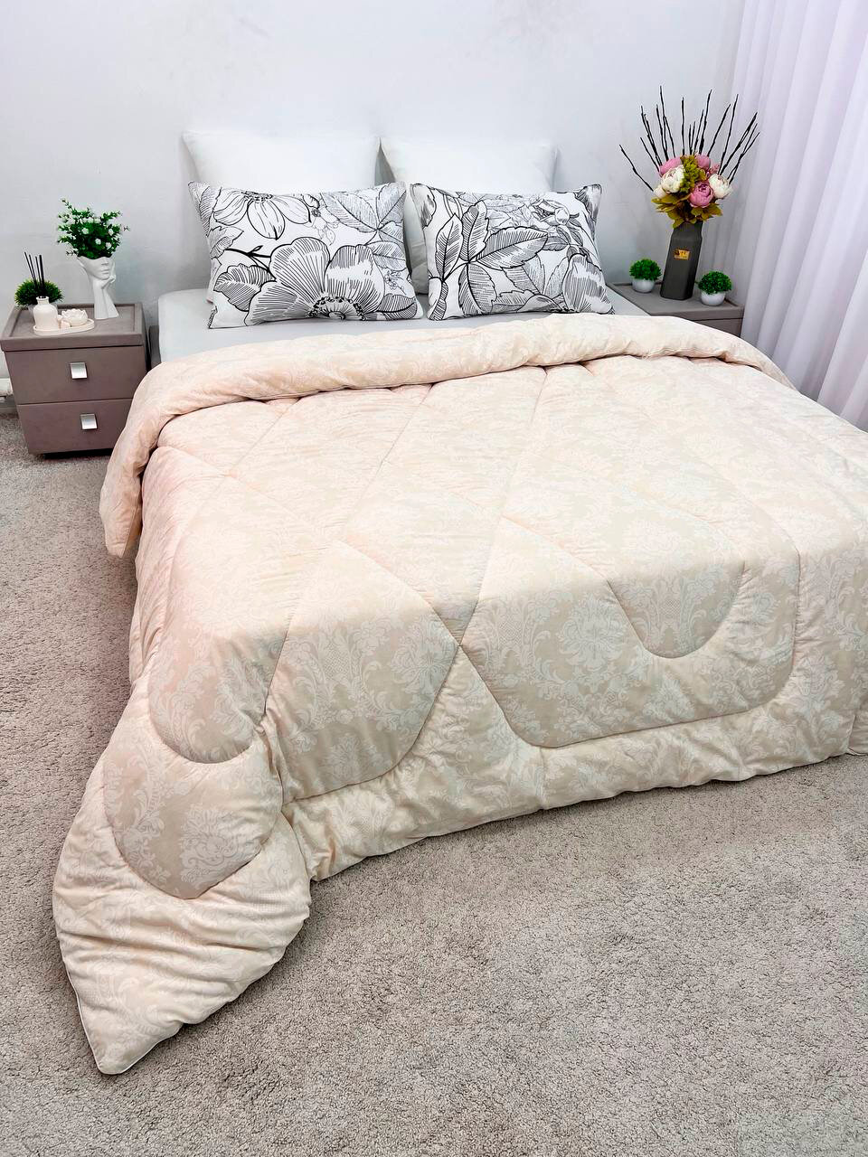 Одеяло Milo's евро, гипоаллергенное, 100% хлопок, стеганное, розовое, 200x215 см