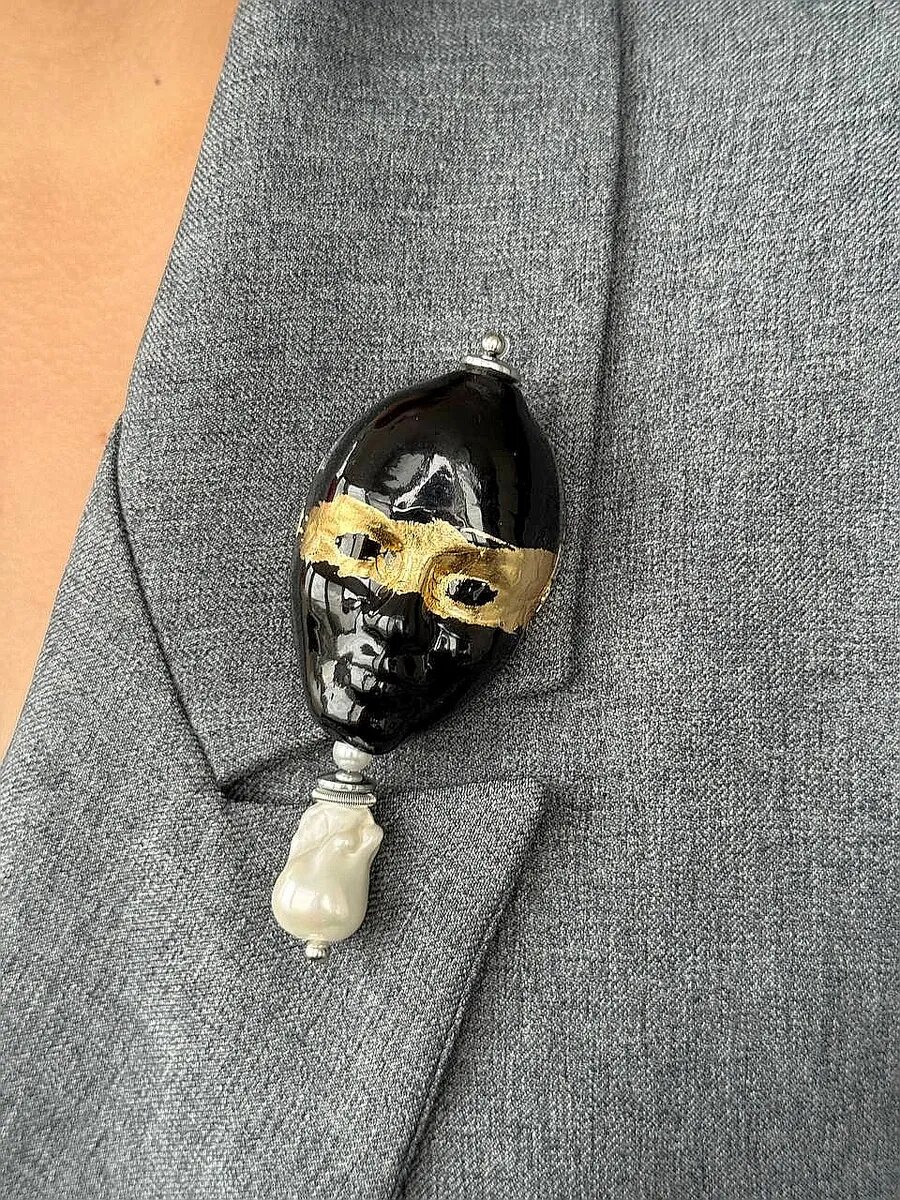 Брошь, перламутр, муранское стекло