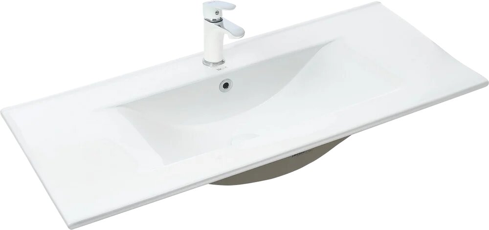 Раковина встраиваемая сверху Weltwasser WW Deilbach 10000004631 7505 90 полувстраиваемая, 90 см, фаянсовая, раковина для ванной, белая, прямоугольная, со сливом-переливом