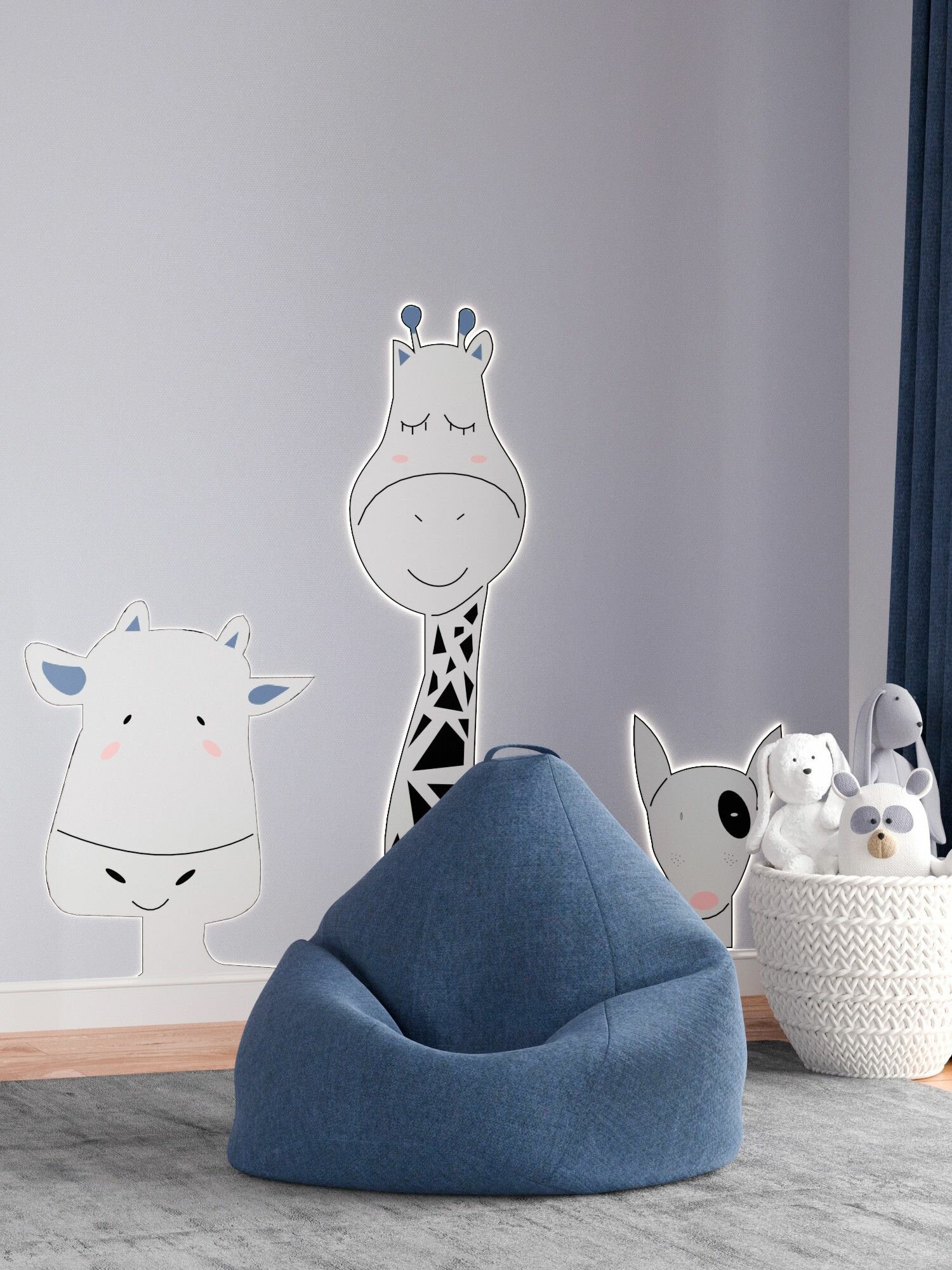 Кресло-мешок Manons Maison Ricco XXL, Трикотаж Синий, 850х1250