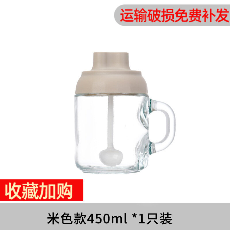 Стеклянная пустая банка для приправ Соляная банка Кухонная бутылка для приправ с ручкой Баночка для приправ с ложкой