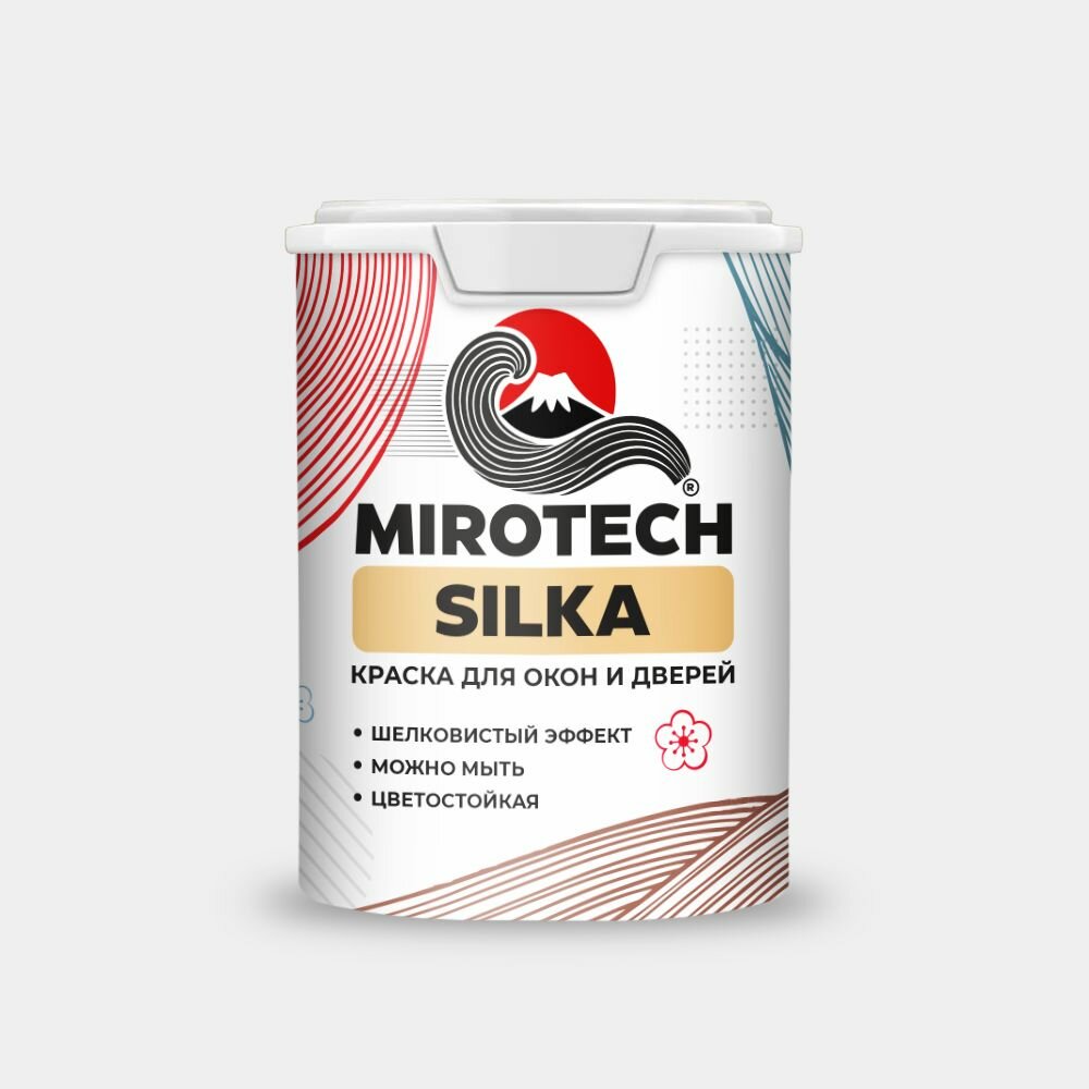 Акриловая краска для окон и дверей MIROTECH SILK по дереву, антисептический эффект, быстросохнущая без запаха, матовая, белый, 1 кг