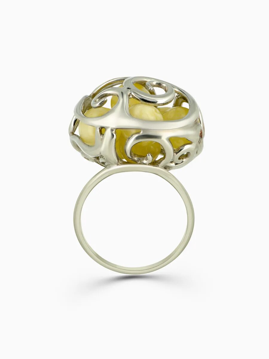 Кольцо L-Silver, серебро, 925 проба, янтарь синтетический — фото 1