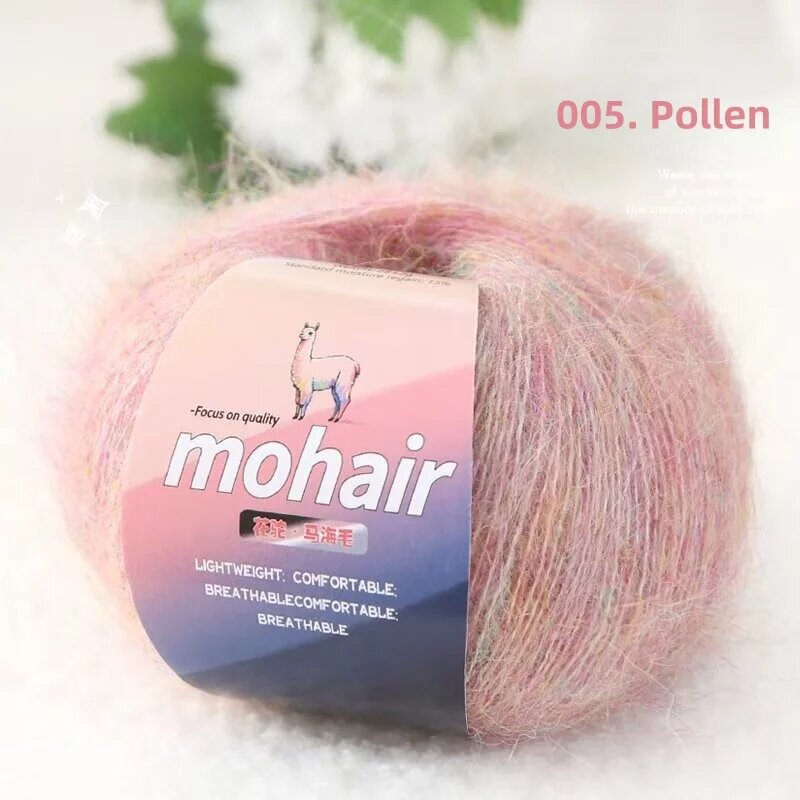 Hand-knitted sweater and scarf with alpaca and mohair interwoven with floral wool, Suli alpaca and mohair wool balls