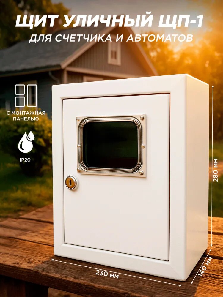 Щит под электрический счетчик ЩП-1 280х230х140 с монтажной панелью с окошком IP20