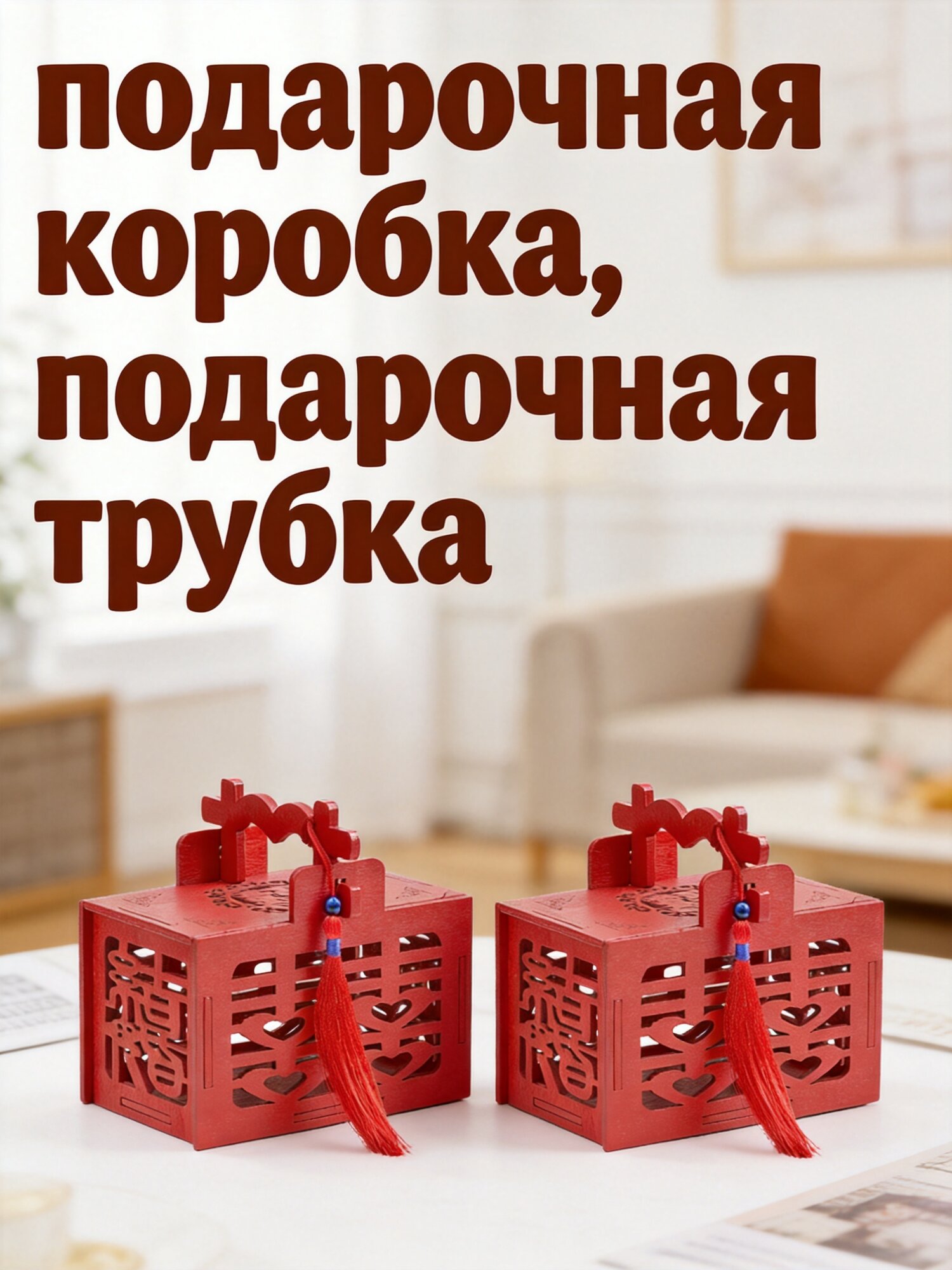 Декоративные Коробки Для Конфет В Китайском Стиле Из Дерева 2 Шт 10.5X9.9X6.4Cm