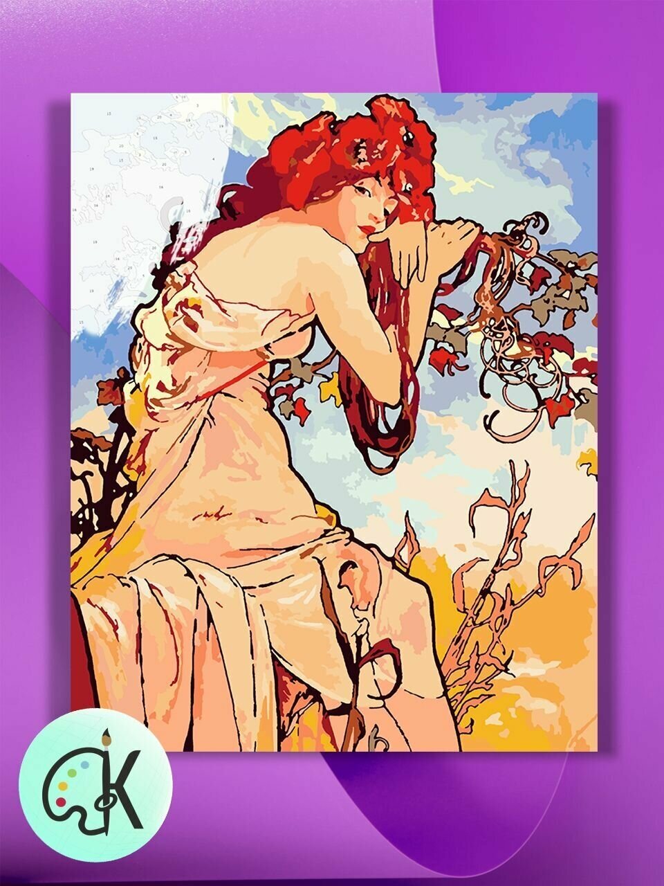 Картина по номерам на холсте Альфонс Муха - Лето, 30 х 40 см