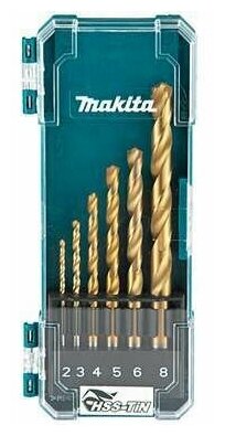 Набор сверл по металлу HSS-TiN Economy, 6 шт. (2-8 мм, шаг 1.0 мм) Makita D-72833