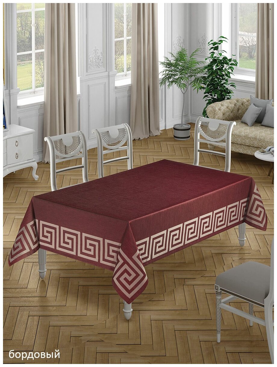 Скатерть прямоугольная, с жаккардом 10988 Titanyum Doco (бордовый), Скатерть 160x220