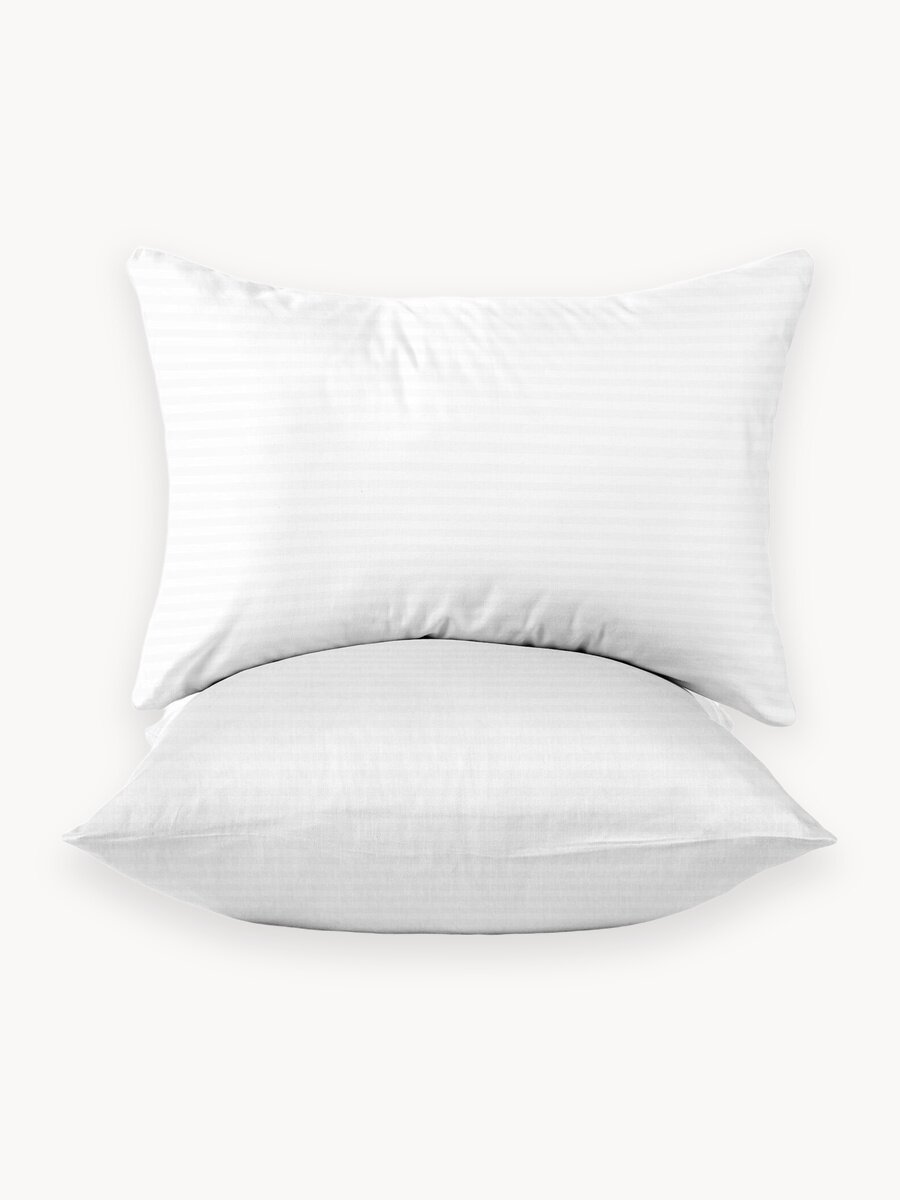 Флоранс Наволочки 50х70 Полисатин страйп/ Комплект наволочек, Белый, 2 шт