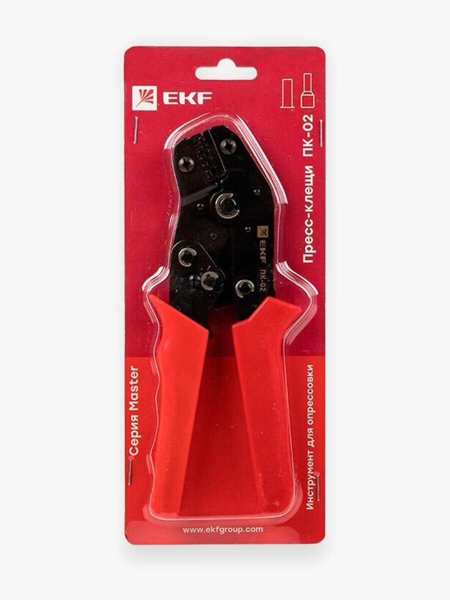 Пресс-клещи ПК-02 (0.25-6.0 мм2 НШвИ НШв) EKF Expert, для опрессовки штыревых втулочных наконечников