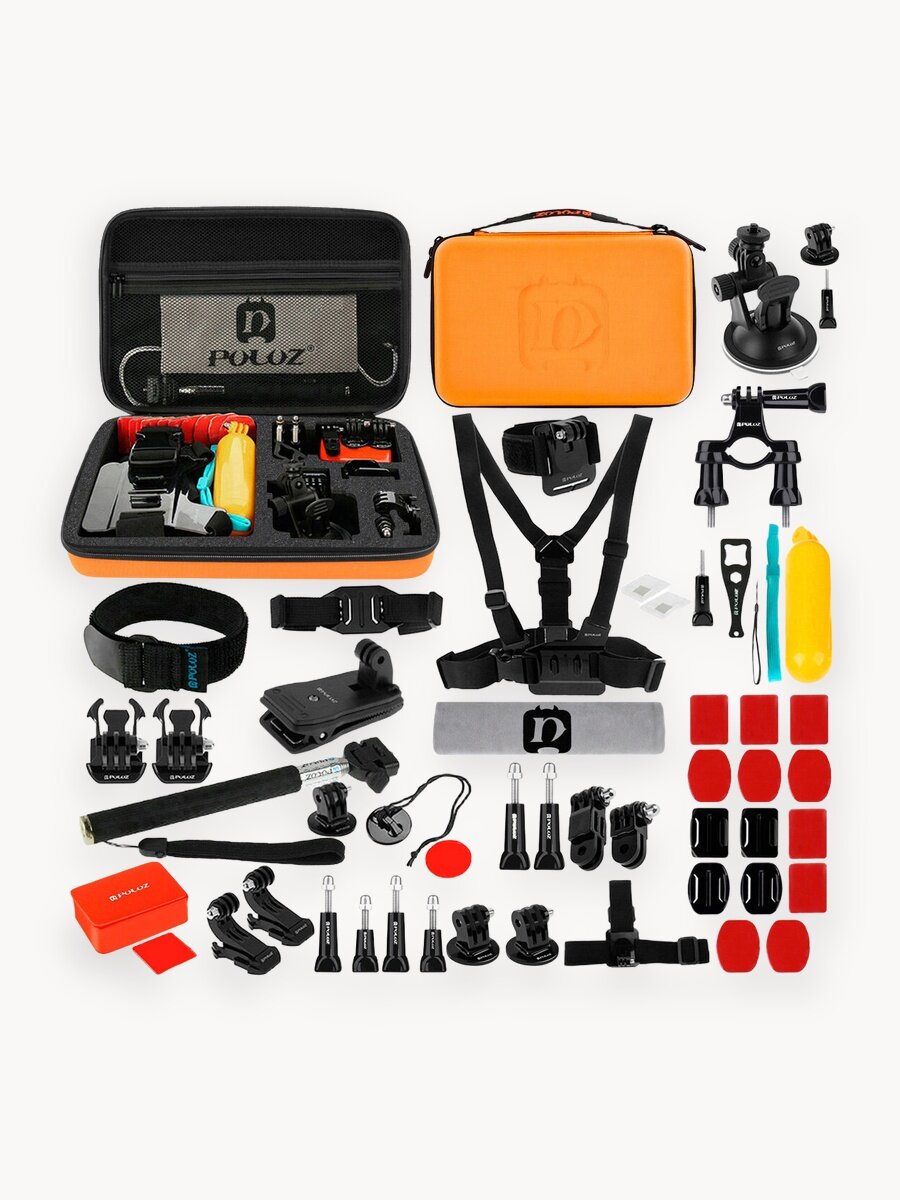 Комплект аксессуаров Puluz PKT26 Accessories Combo Kit 53 в 1 для экшн-камер, в кейсе