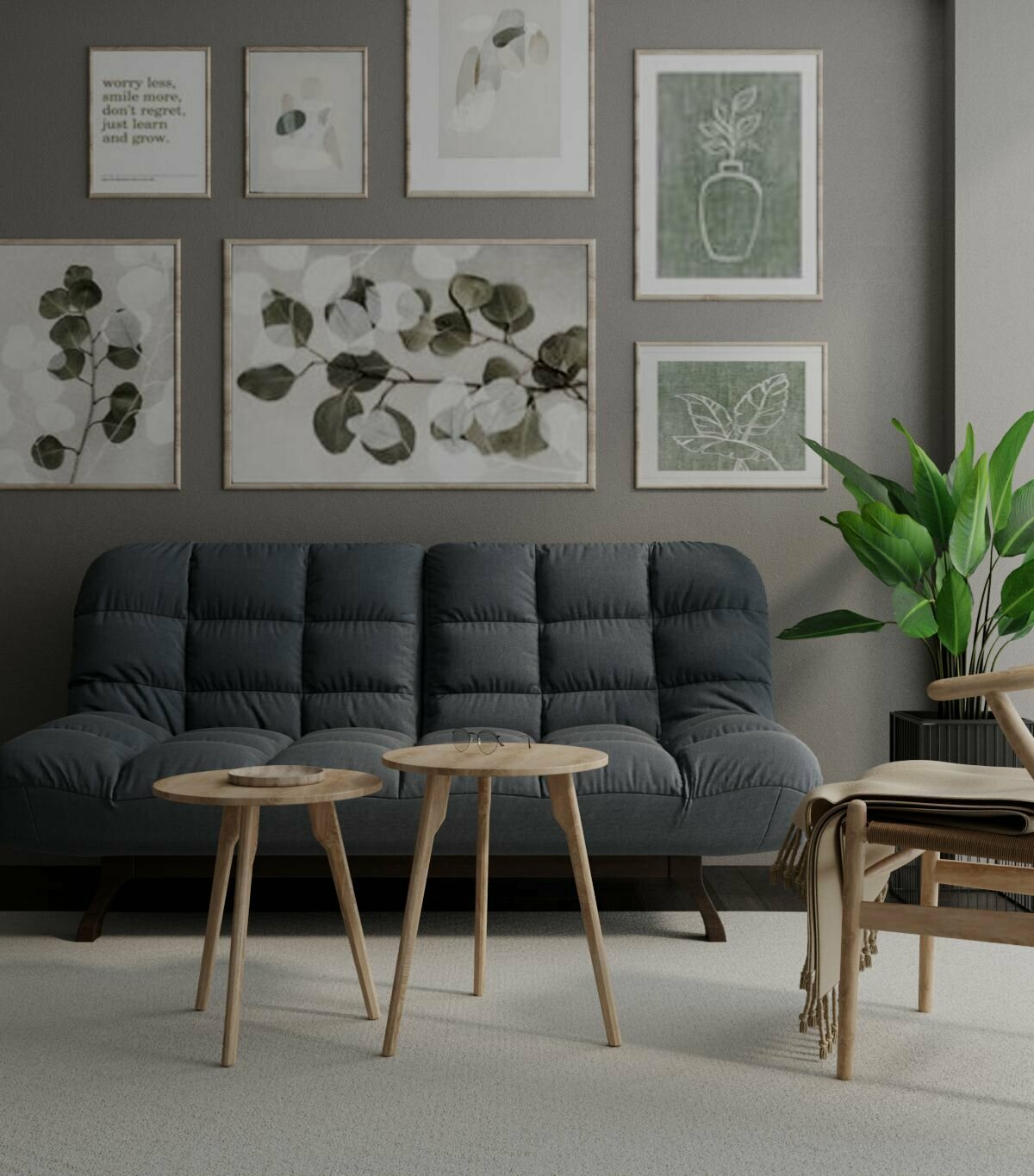 Диван прямой Тарли серый металлик