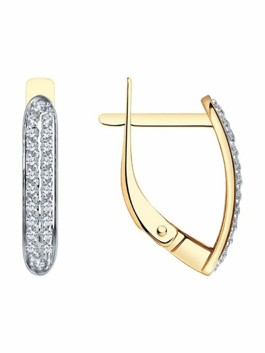 Серьги, красное золото, 585 проба, фианит