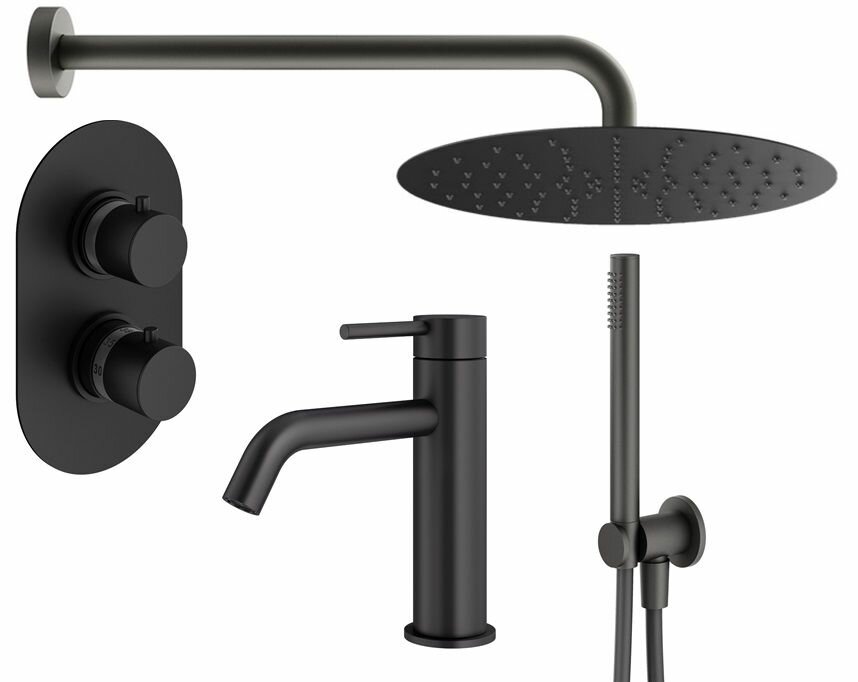 Комплект смесителей для душа Plumberia Selection KITXOT18NO53, Черный матовый