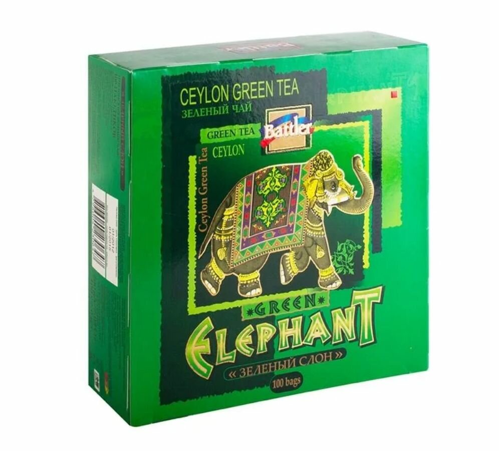 Battler Зелёный чай в пакетиках Зелёный Слон,100 пак.