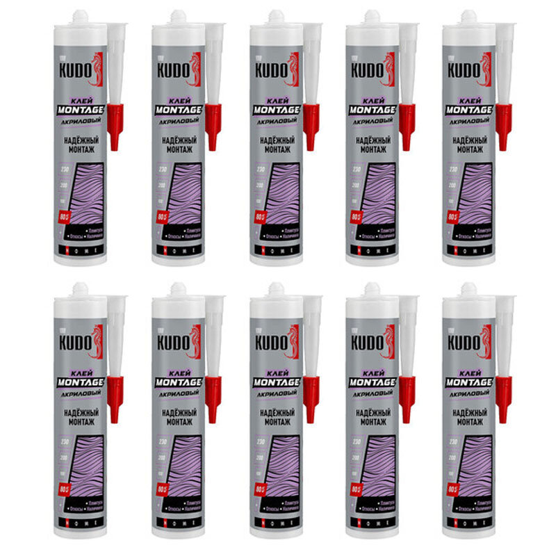 Клей монтажный акриловый Kudo Home Мontage белый 280 мл (10 шт.)