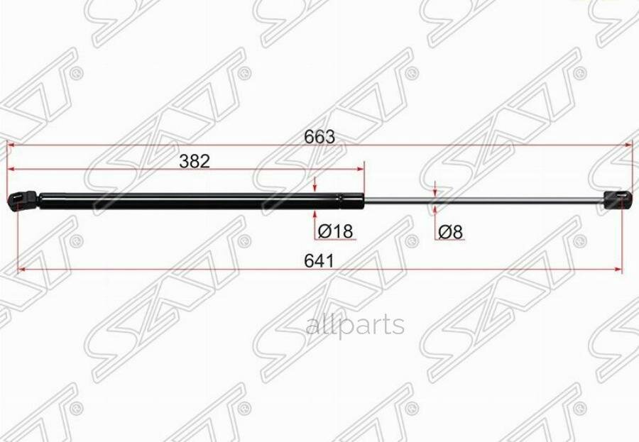 SAT ST-A1637400045 Амортизатор крышки багажника Mercedes-Benz M-Class 97-05 (Справа=Слева)