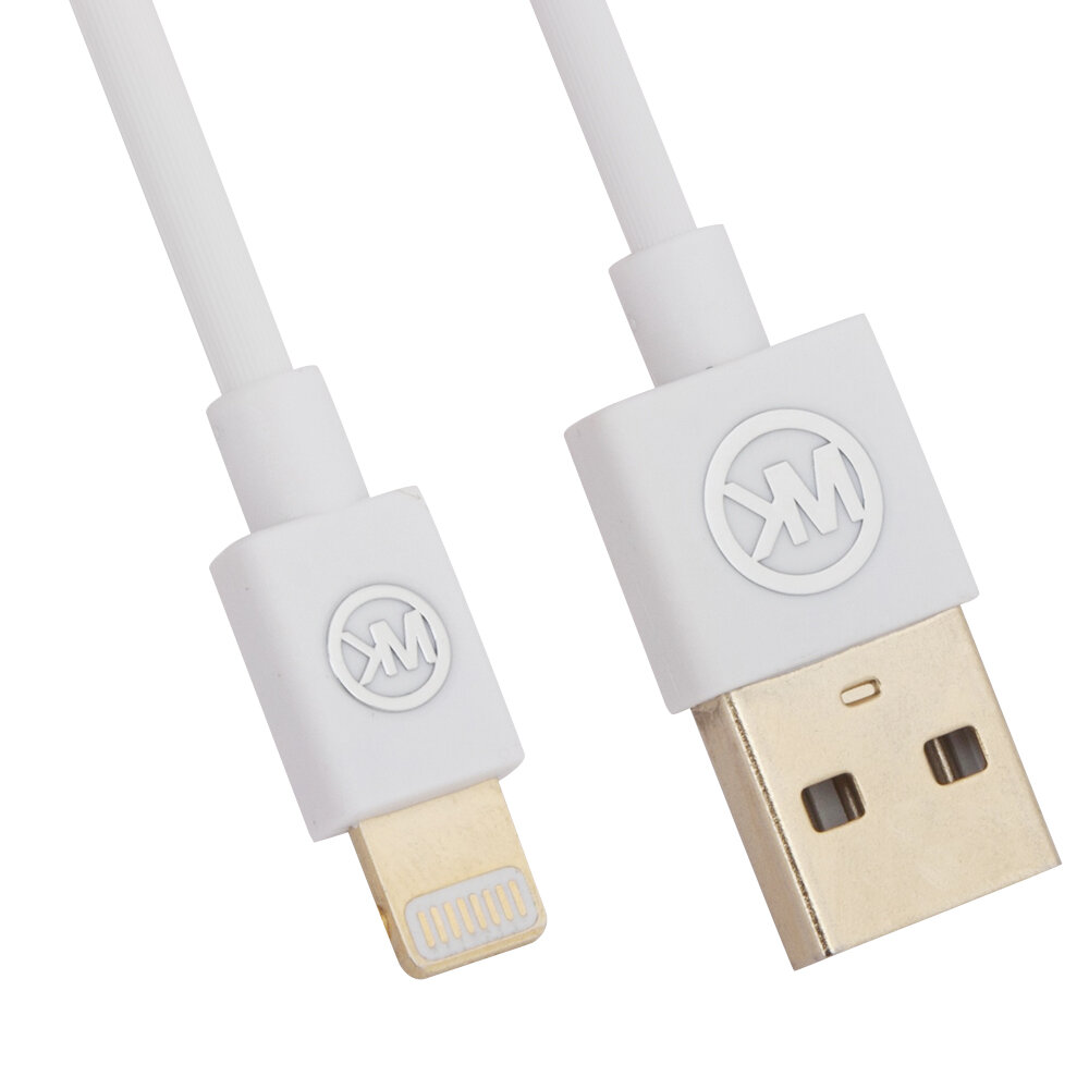 USB кабель WK WDC-052 Worm Lightning 8-pin, 1м, силикон (белый)