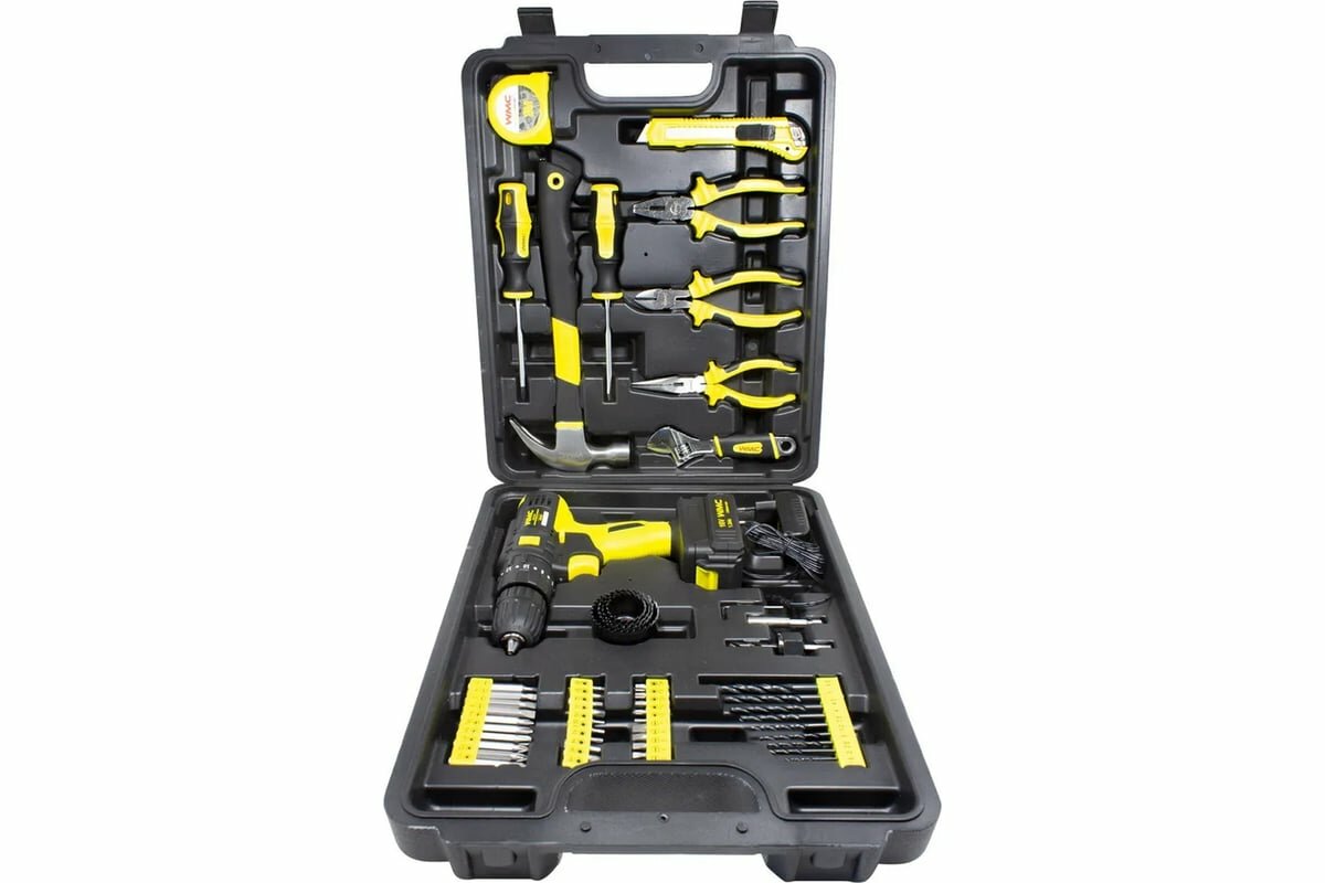 WMC TOOLS Набор инструмента 57 предметов с аккумуляторным шуруповертом WMC-1057(50645)
