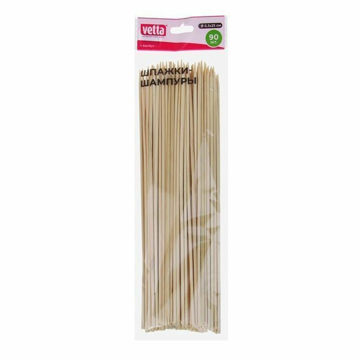 Шпажки-шампуры 90шт 25см d3мм (бамбук) Vetta
