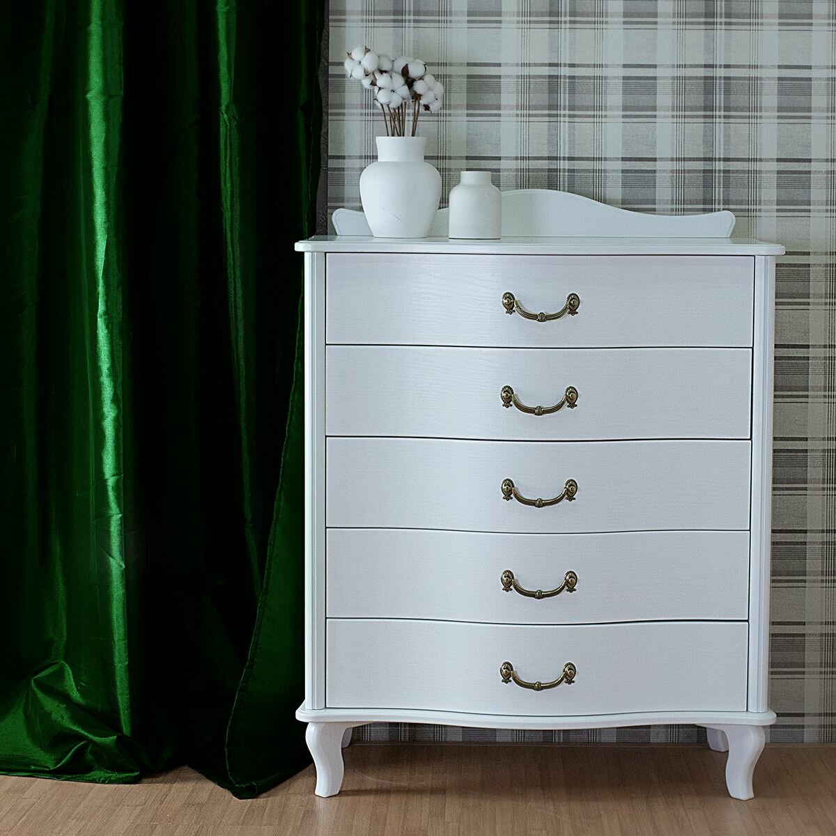 Комод Джульетта, МДФ, молочный дуб, размер 75x96x42 см, 5 ящиков.