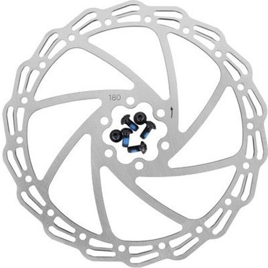 Диск тормозной Alhonga 6-171806 (ротор) для дискового тормоза HJ-DXR1806 180 мм +6 болтов нержавеющая сталь, серебр.