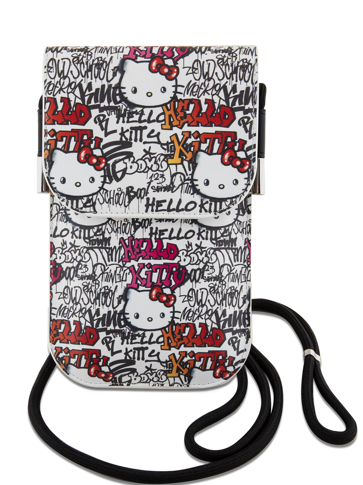 Hello Kitty для смартфонов сумка Wallet Phone Bag PU leather Graffiti Tags with Cord Beige