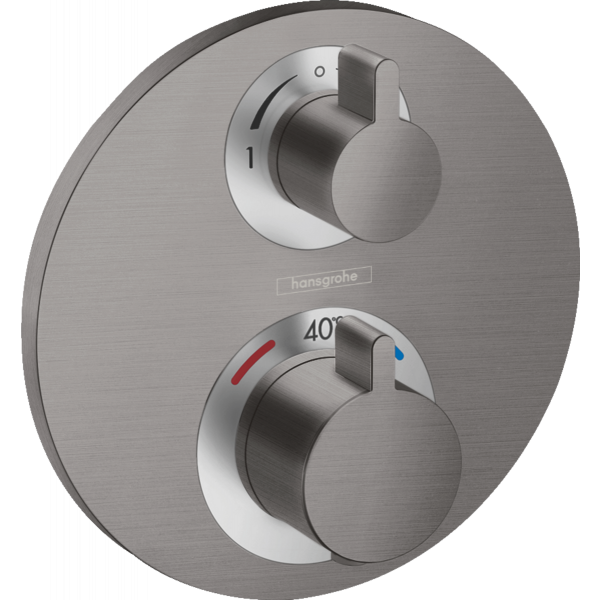 Термостат с запорным/переключающим вентилем Hansgrohe Ecostat S, СМ, шлифованный черный хром 15758340