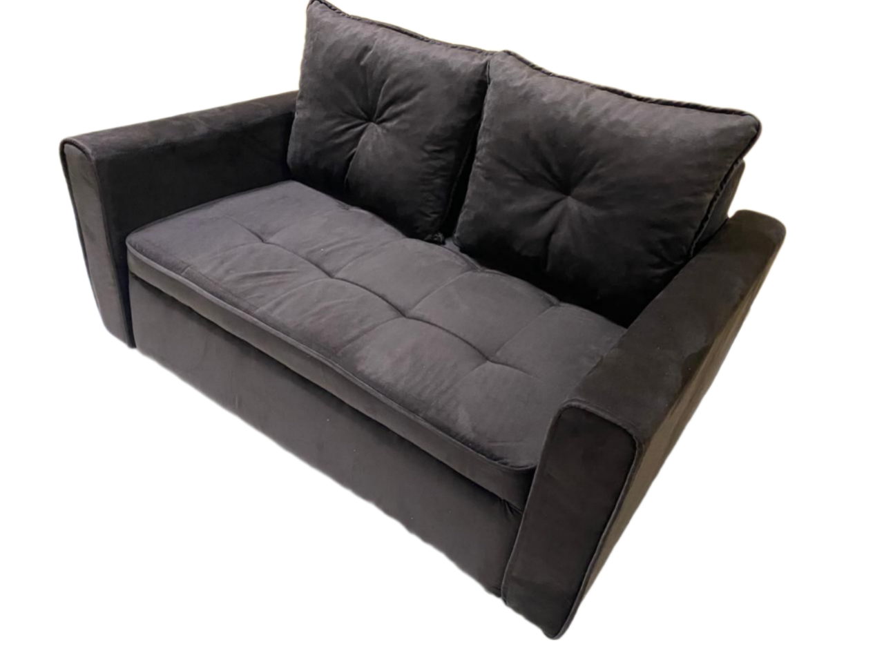 Диван "Мини-Монреаль", 2-местный, с НПБ, жесткий подлокотник, 150×104, спальное 120×195, серый велюр cabrio