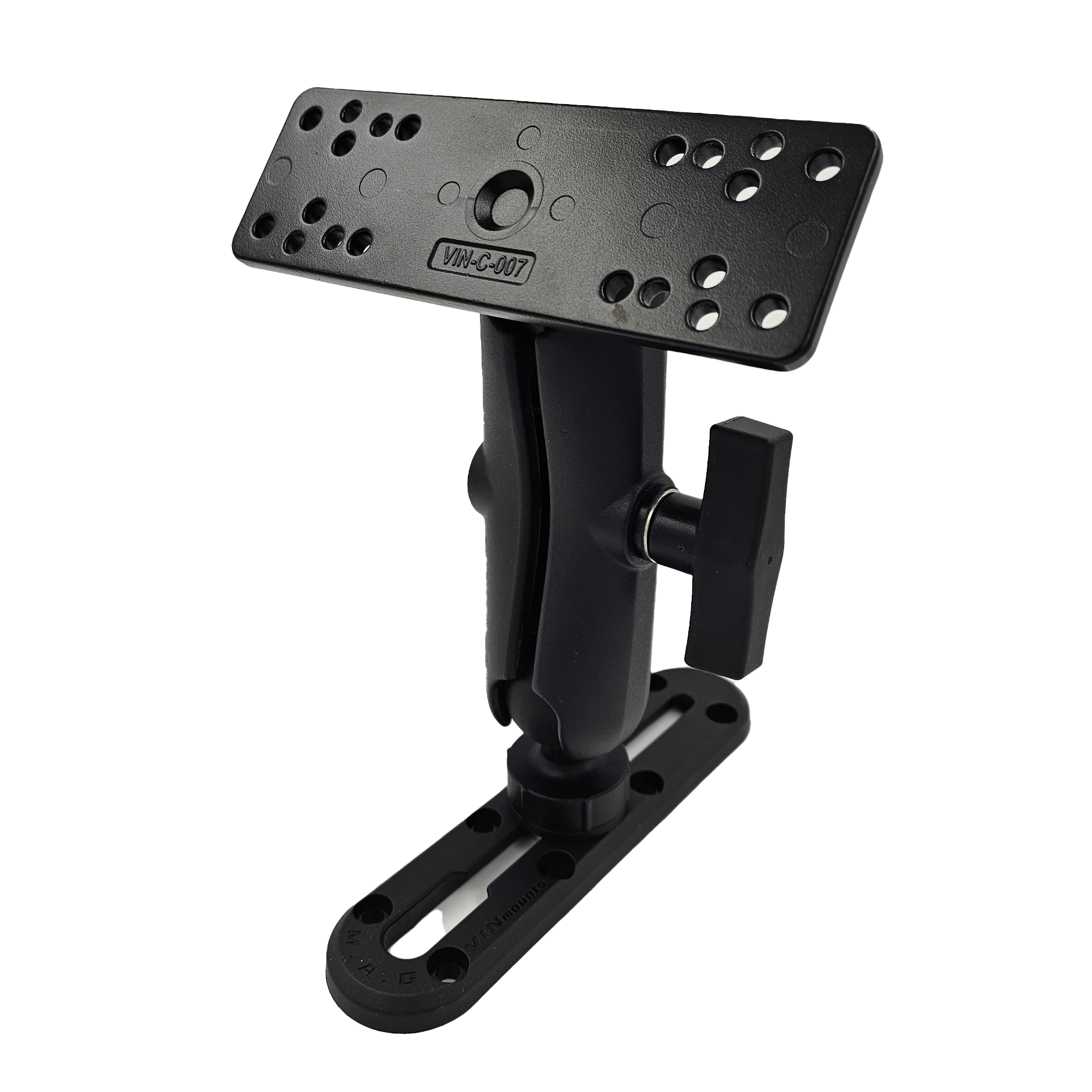 Крепление N-Star для эхолота на Т-салазки. Муфта 140 мм, универсальная площадка, шары 38 мм (1,5") (NS-CTKB-C15-CRFB)