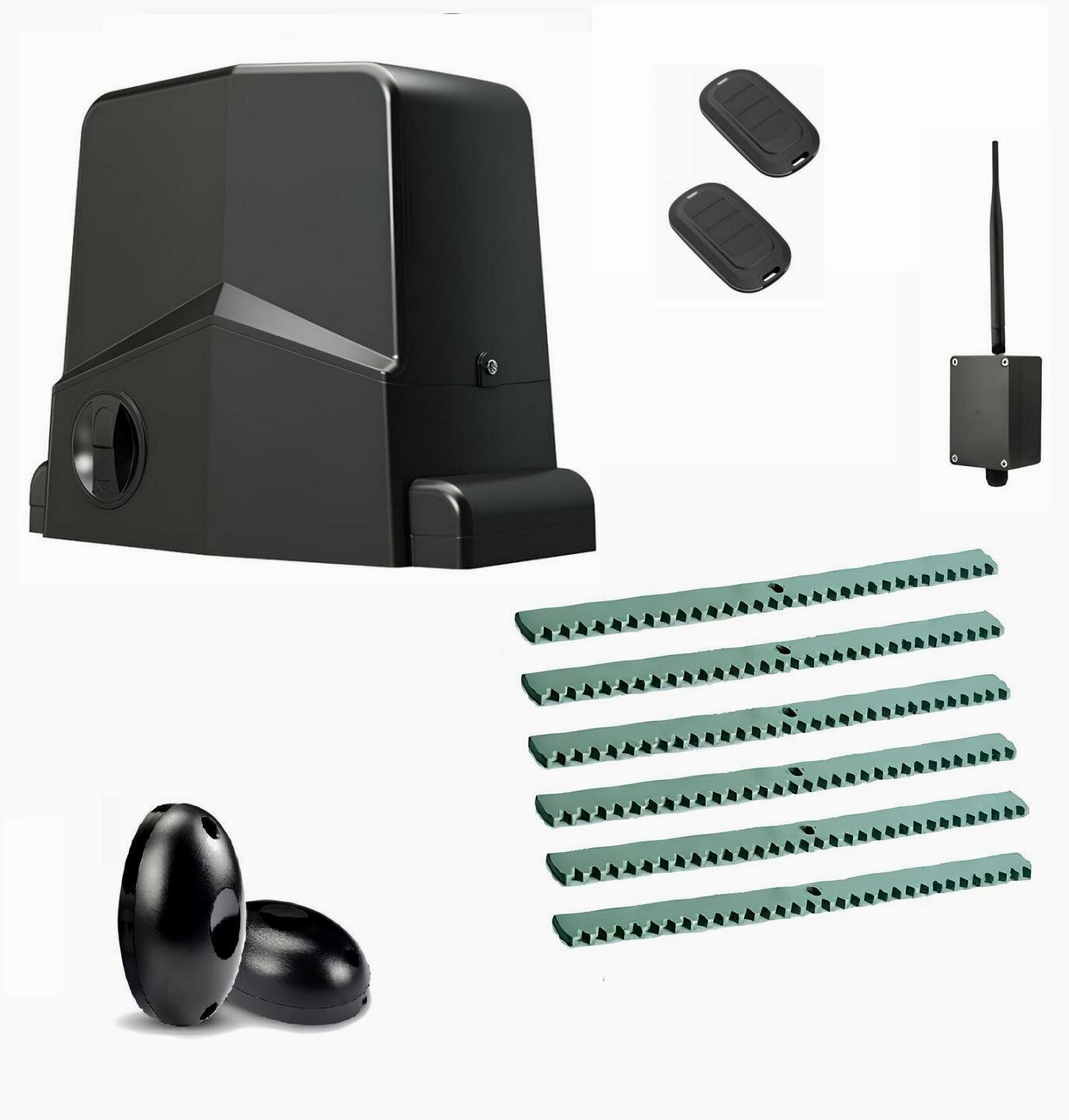 Автоматика для откатных ворот ARW-1000MKIT FK6-BT, комплект: привод, фотоэлементы, 2 пульта, 6 реек, Bluetooth-модуль