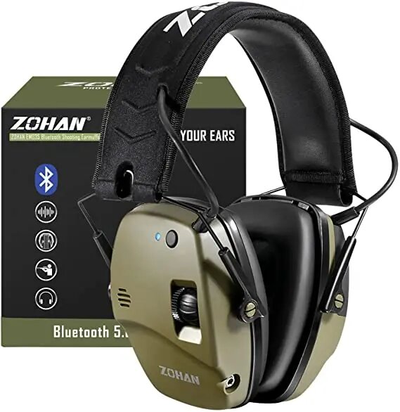Наушники ZOHAN NRR22dB Bluetooth 5.0 для стрельбы 030 green