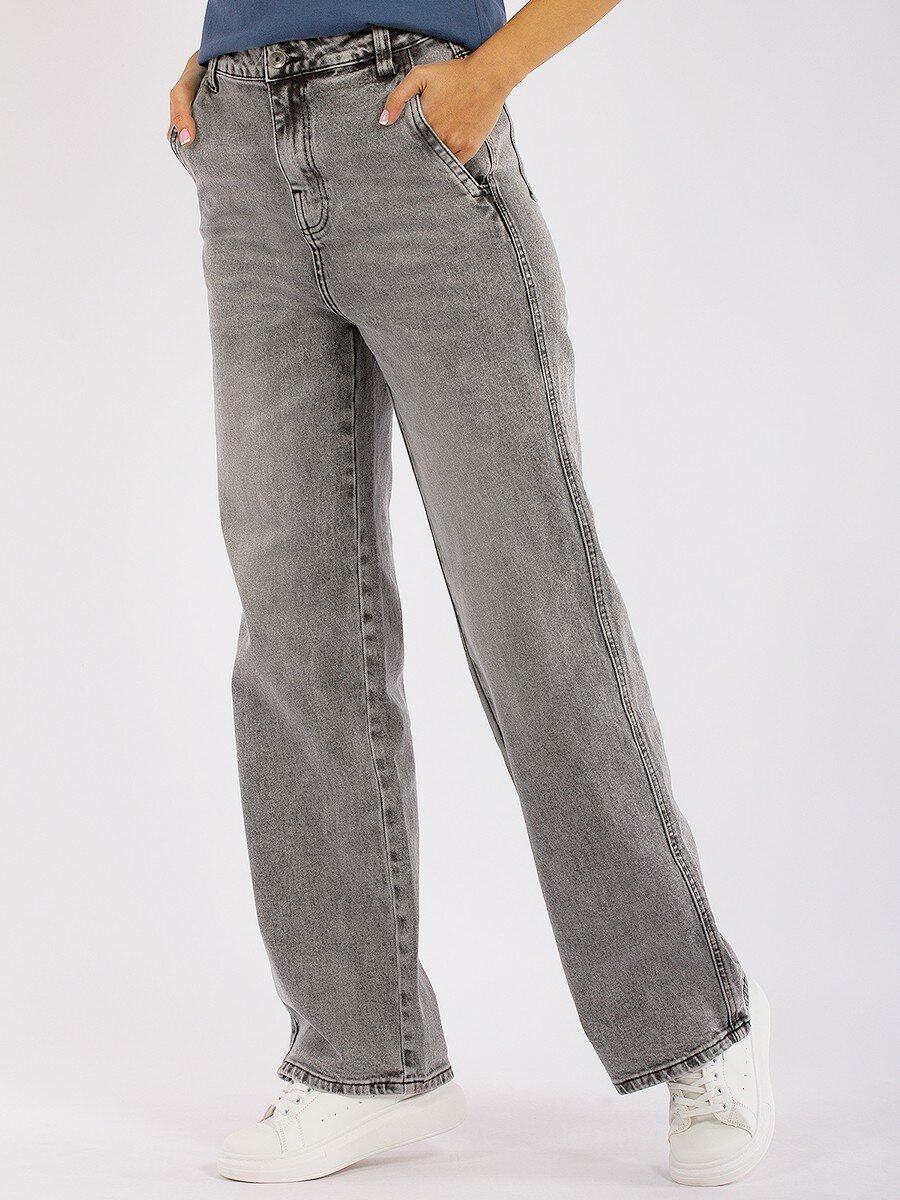 Джинсы широкие женские,цвет серый 