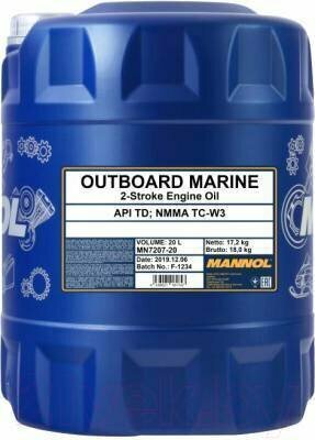 Масло Mannol 2t Outboard Marine Tc-W3 Api Td (20л) П/Синт. ( Для 2-Х Тактных Подвесных Лодочных Моторов) SCT арт. 1450