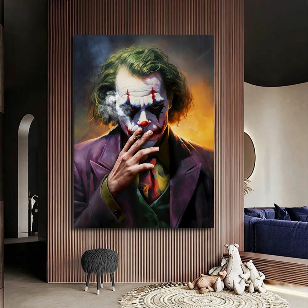 Картина "Джокер", на холсте, на подрамнике, экологичные чернила, 50x70 см