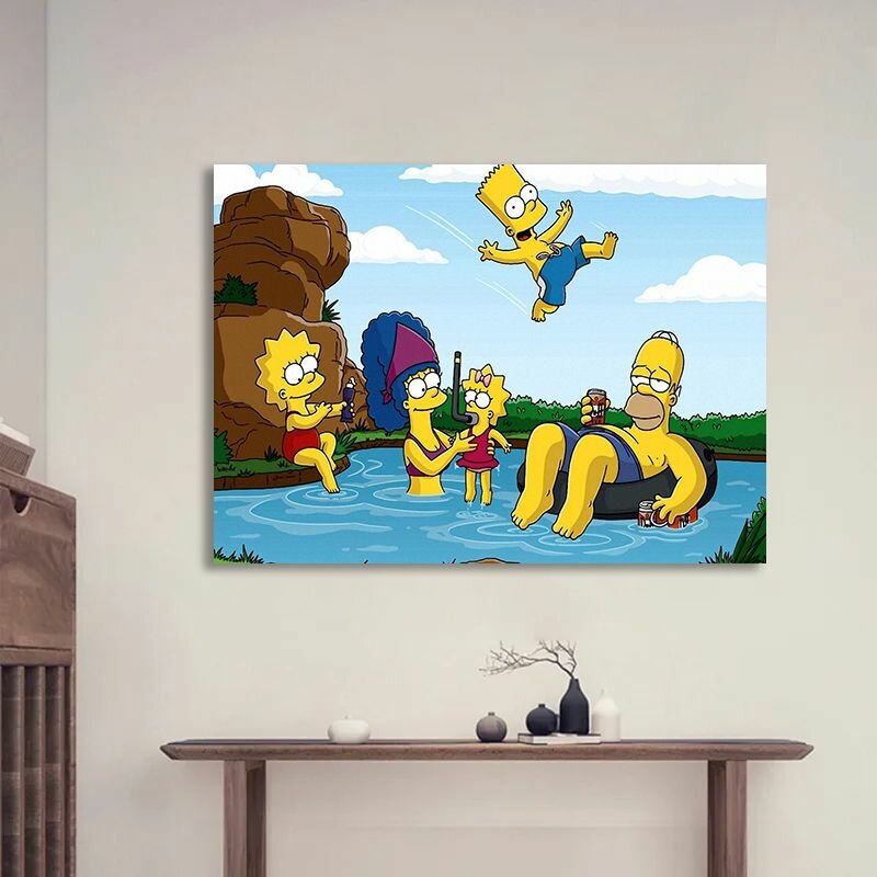 Картина ВсеКартины. Тут "Симпсоны: Гомер, Барт", на подрамнике, 20x30 см