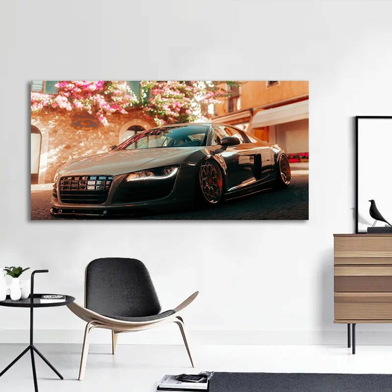 Картина "Стильные авто", на подрамнике, дерево, холст, 40x80 см