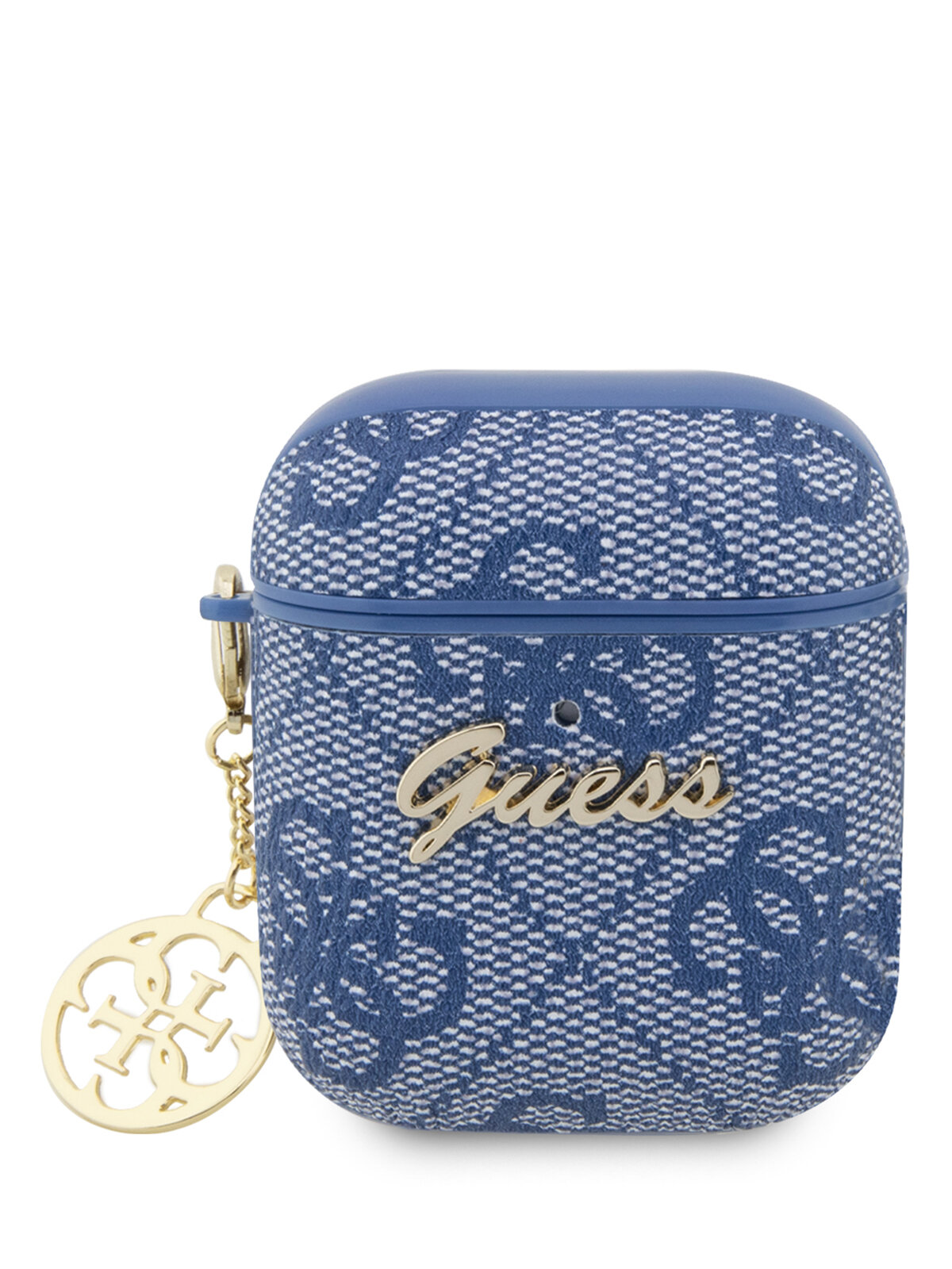 Guess для Airpods 1/2 чехол PU leather 4G with metal logo and Charm Blue