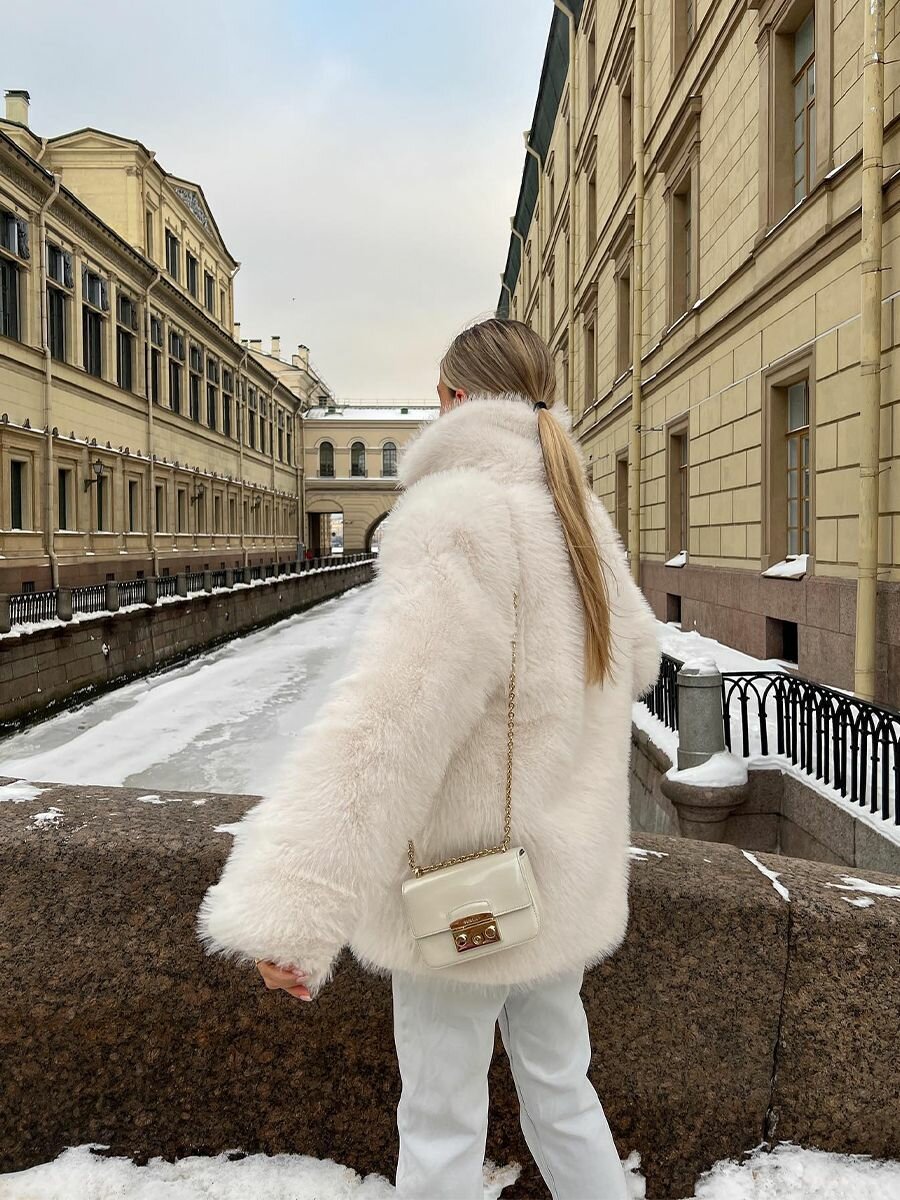 Шуба, размер XL, бежевый — фото 1