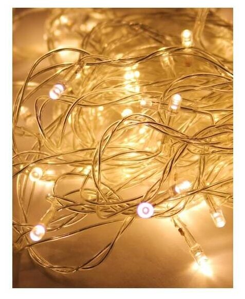 Гирлянда светодиодная 80LED бел. прозр. провод 8.8м (7.3+1.5) 8 режимов мигания IP20 тепл. бел. Космос KOC_GIR80LED_W