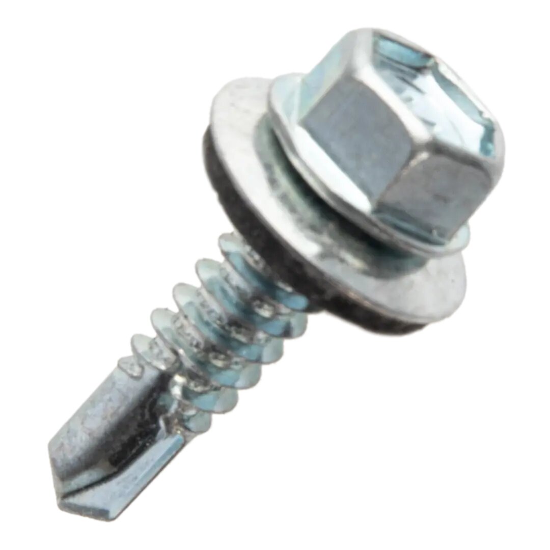 Саморезы кровельные по металлу с пресс-шайбой цинк 6.3x25 80 шт.