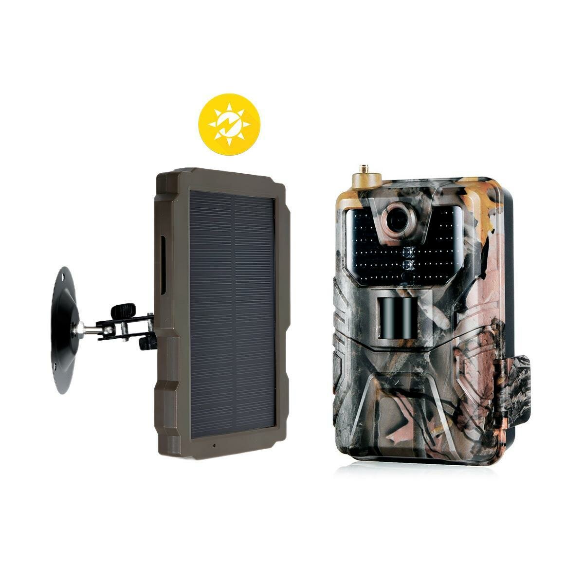 Набор: 4G фотоловушка для дачи с аккумуляторной солнечной батареей Филин HC-900 LTE-4G (Рус) (M55912NA) и SP-Dual-08. Фотоловушка для охоты / фотоло