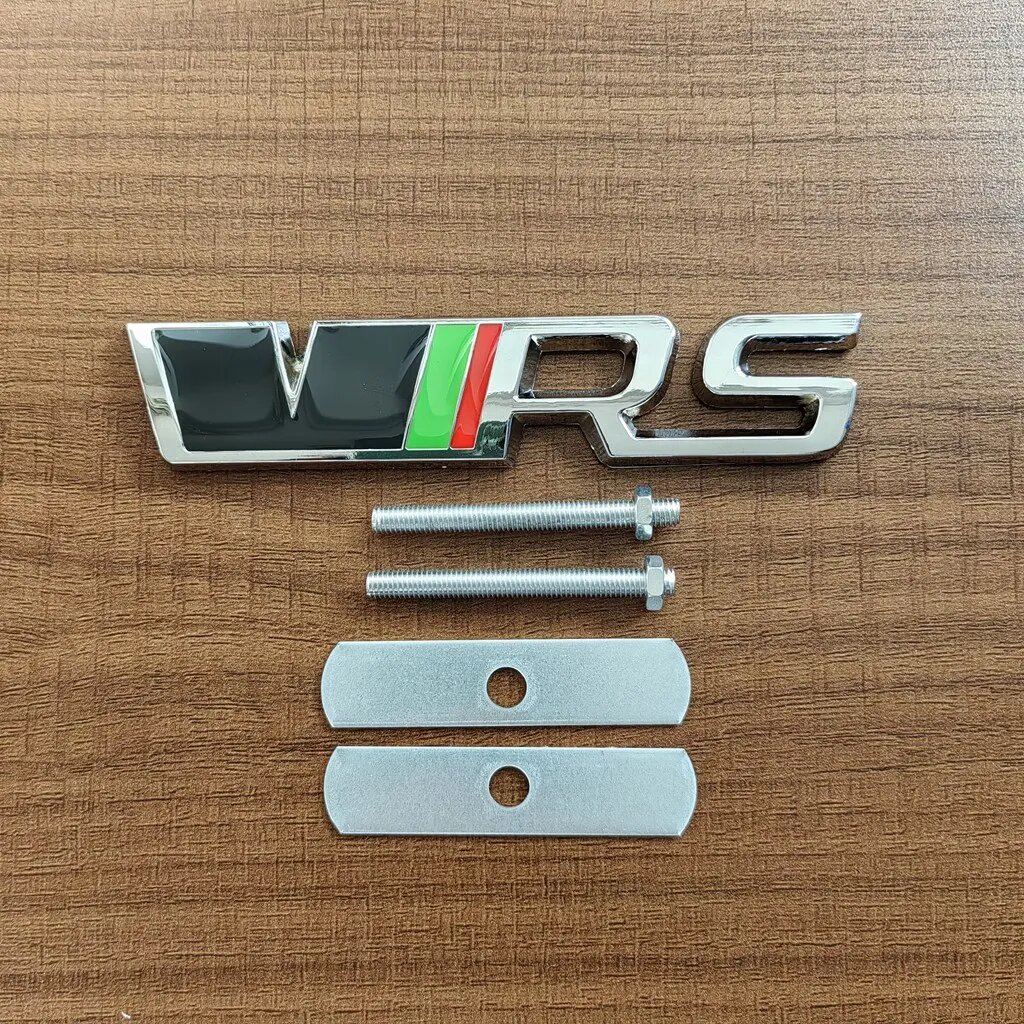 3D металлический логотип RS, эмблема VRS, значок гриля автомобиля для Skoda Grille Grey Silver