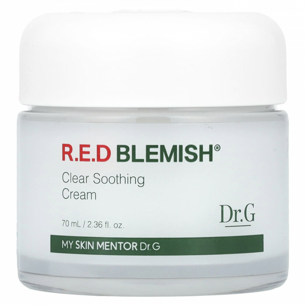 Dr. G, RED Blemish®, прозрачный успокаивающий крем, для чувствительной кожи, 70 мл (2,36 жидк. унции)