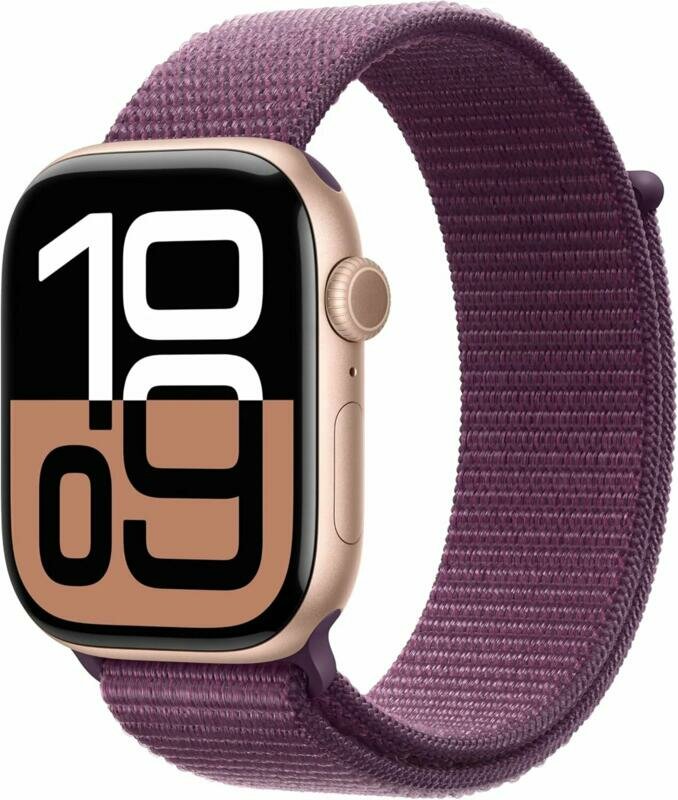 Часы Apple Watch Series 10 46mm Rose Gold Aluminium Case With Plum Sport Loop