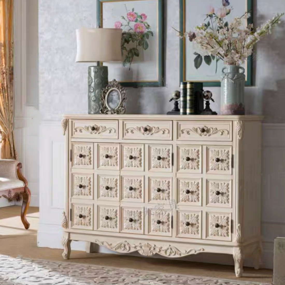 Тумба для обуви в классическом стиле Bastide (цвет белый / 122cm)