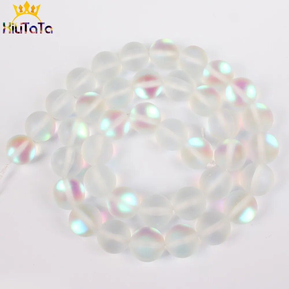 Бусины Xilitata кристаллы лунный камень 15 дюймов Белый, 8mm (approx 46pcs), Matte White