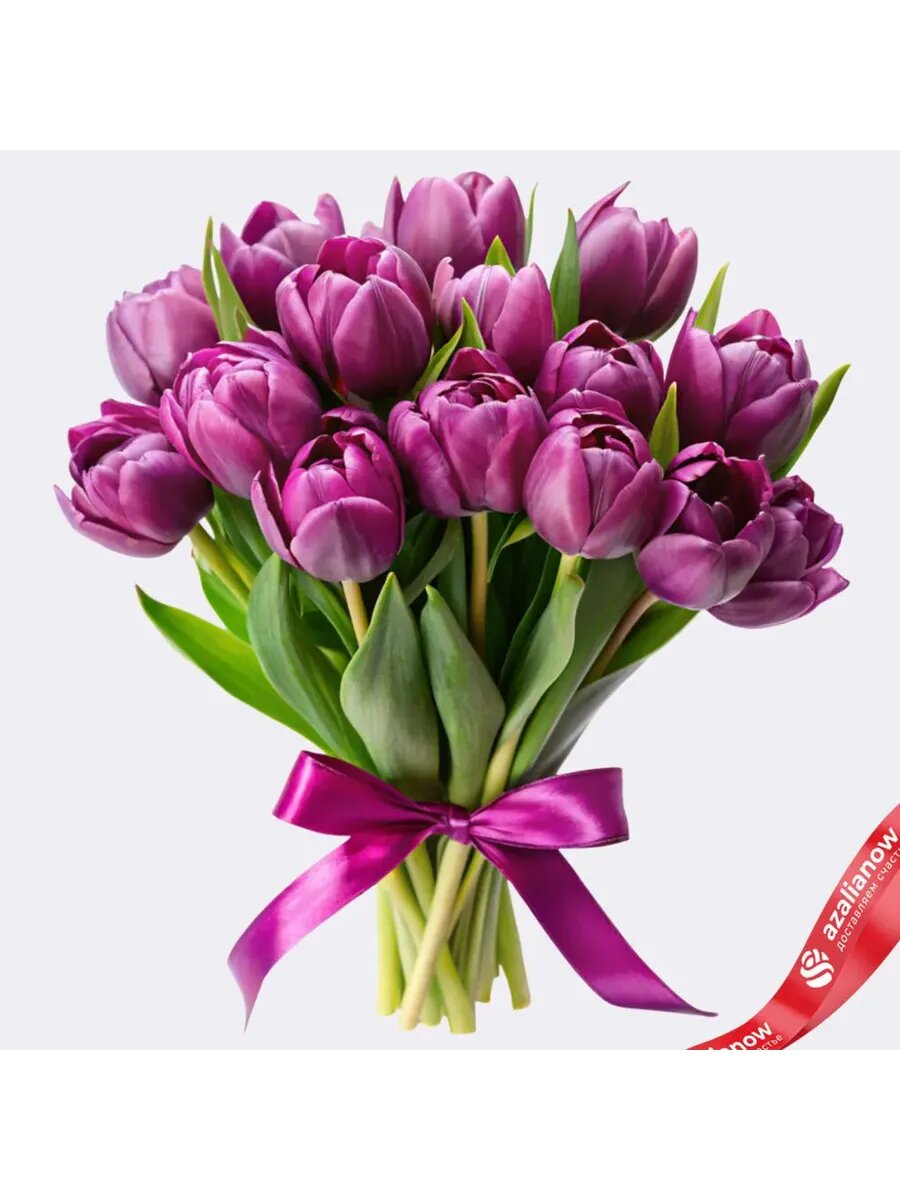 Букет из 17 фиолетовых пионовидных тюльпанов