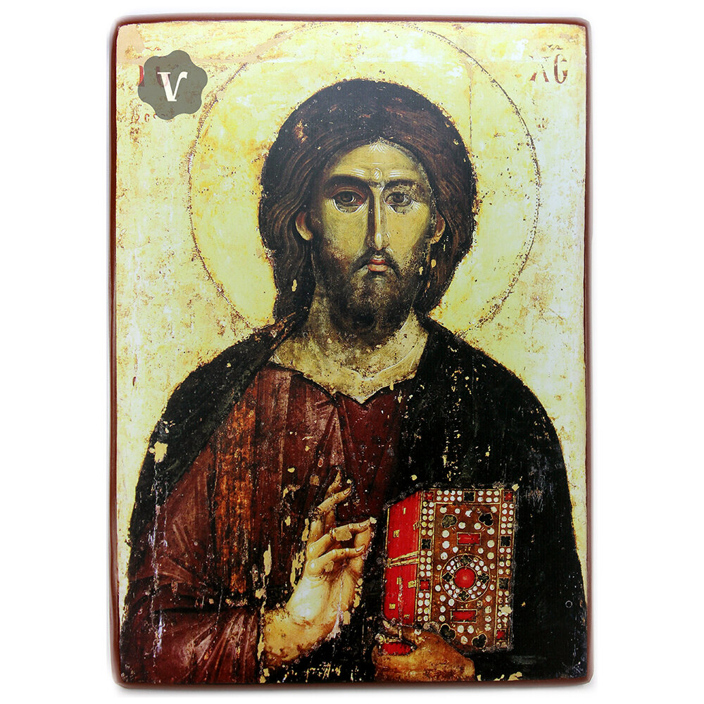 Православная Икона Господь Вседержитель, деревянная иконная доска, левкас, ручная работа(Art.1148С)